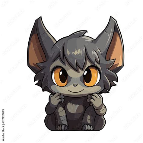 Chibi Gargoyle Adorable Anime Sticker Design Stock Vector Adobe Stock