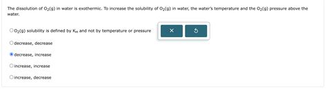 Solved The Dissolution Of O2g In ﻿water Is ﻿exothermic To