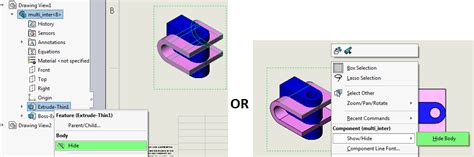 How To Control The Visibility Of A Solidworks Drawing View Body