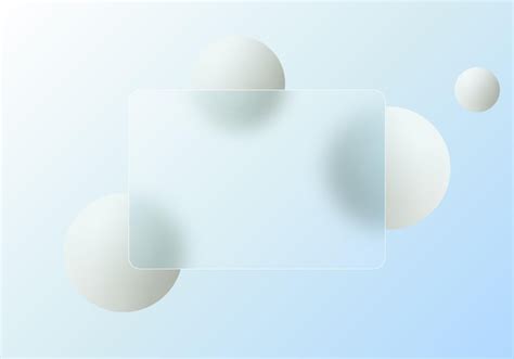 유리 모피즘 웹사이트 랜딩 페이지 템플릿 떠다니는 파란 구와 함께 얼음 유리 파티션 프리미엄 벡터