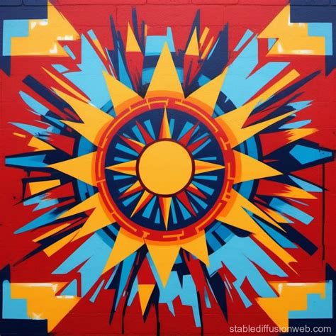 Geometric Abstract Sun Pattern Stable Diffusion Online