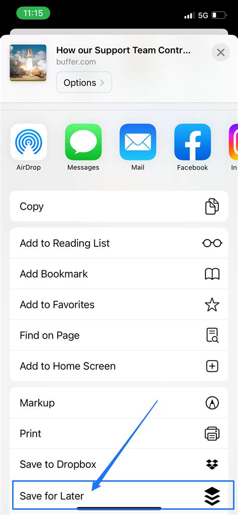 saving ideas and sharing content using the buffer mobile extension