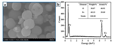 Fe Sem Image A And Edx Spectrum B Of Fe3o4 Nps Download