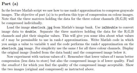 Solved In The Lecture Matlab Script We Saw How To Use Rank