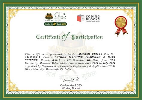 Earned Python With Machine Learning And Data Science Certificate Manish Kumar Posted On The
