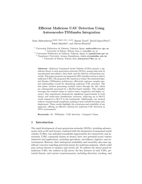 Pdf Efficient Malicious Uav Detection Using Autoencoder Tsmamba Integration