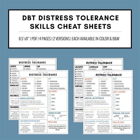 Distress Tolerance Dbt Skills Cheat Sheets Etsy Australia