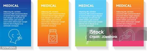 의료 감기 및 독감 바이러스 컬러 그라데이션 배너 인포 그래픽 라인 아트 아이콘으로 설정 간호사에 대한 스톡 벡터 아트 및 기타
