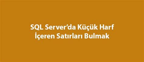 Yavuz Selim Kart On Linkedin Sql Serverda Küçük Harf İçeren Satırları
