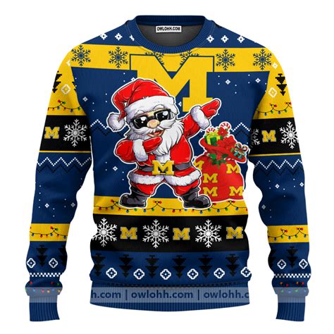 Michigan Wolverines Dabbing Santa Claus Ugly Sweater Partyugly Sweater Ideas Ugly Christmas