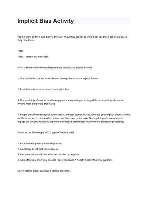 Implicit Bias Chamberlain College Nursing Implicit Bias Activity Well Answered Implicit Bias