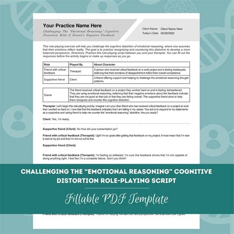 Challenging The “emotional Reasoning” Cognitive Distortion Role Playing Script Fillable Pdf