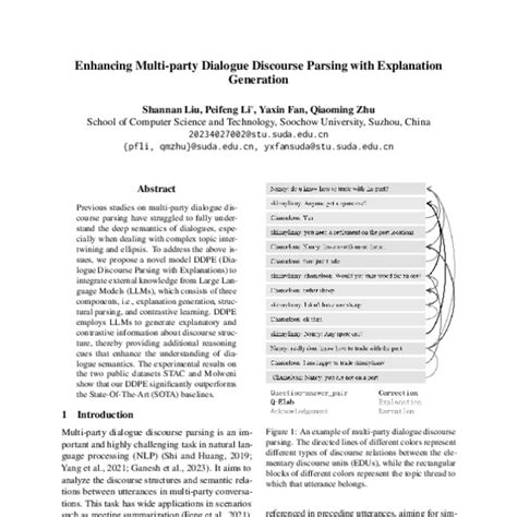 Enhancing Multi Party Dialogue Discourse Parsing With Explanation Generation Acl Anthology