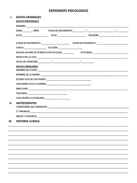 Expediente Psicologico Pdf Sicología Campos Relacionados Con La
