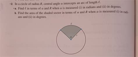 Solved 2 In A Circle Of Radius R Central Angle α