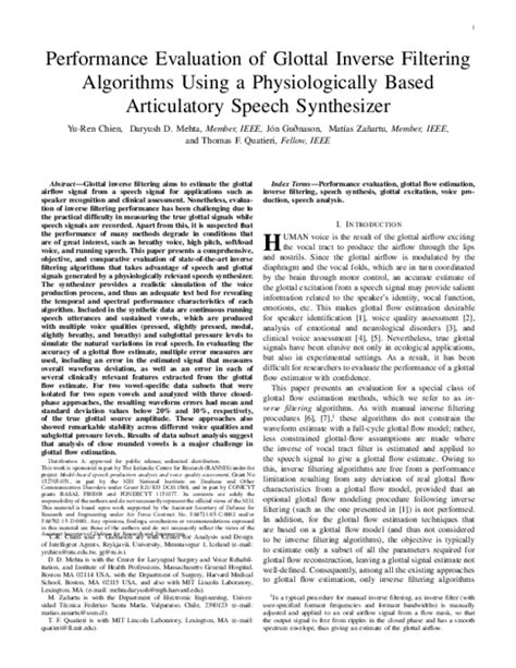 Pdf Estimation Of Amplitude Features Of The Glottal Flow By Inverse