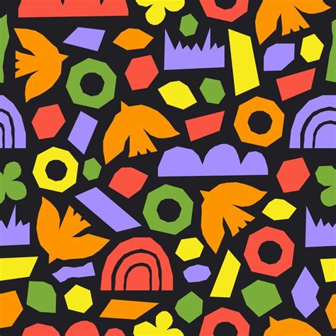 Premium Vector Abstract Seamless Pattern With Colorful Geometric Cutting Doodles Trendy Random