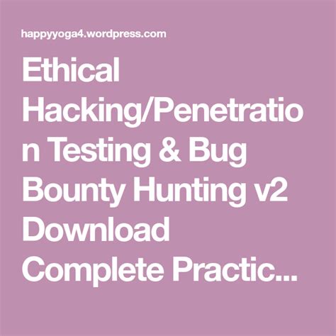 Ethical Hackingpenetration Testing And Bug Bounty Hunting V2 Free Download