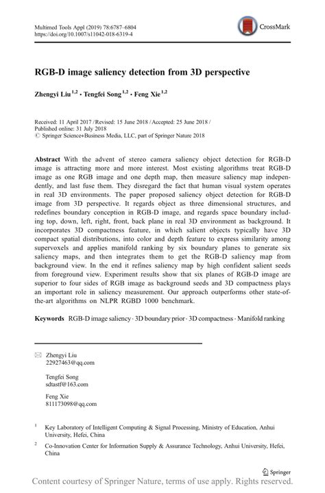 rgb d image saliency detection from 3d perspective