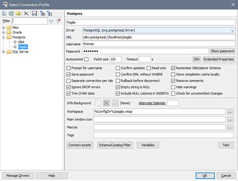 SQL Workbench J Connection Profile