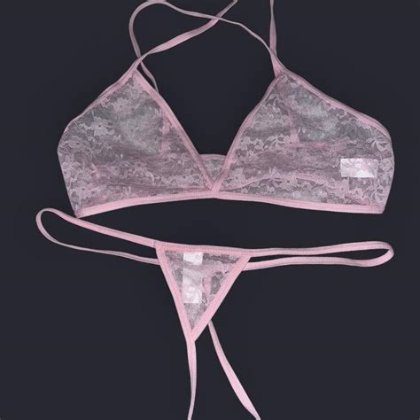 Pink Lace Thong Lingerie Set Brand New Size 4s Depop