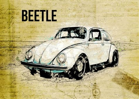 Artystyczne Ilustracja Volkswagen Vw Beetle Lembayung Senja Studio