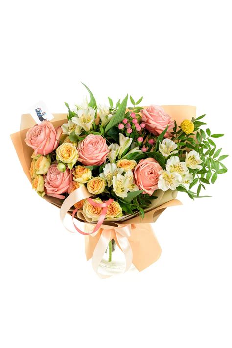 Кустовая роза, Роза, Альстромерия, Краспедия BUKET.LOVE — купить в ...