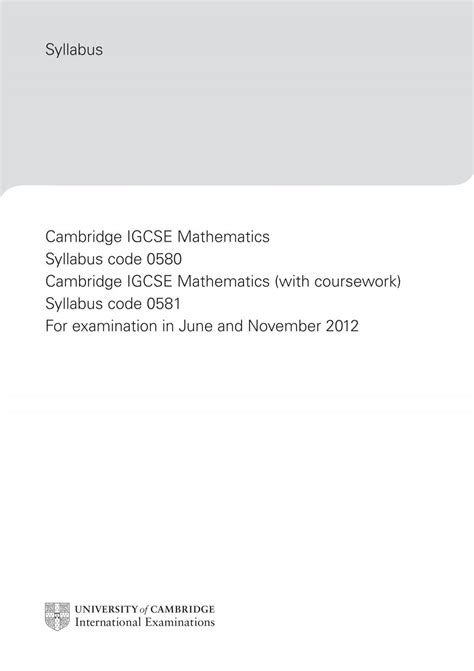 Cambridge Igcse Mathematics With Coursework Dhahran British