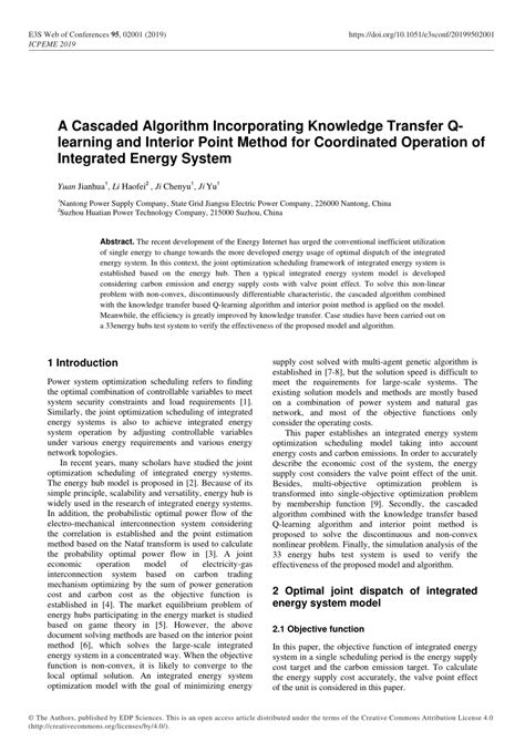 Pdf A Cascaded Algorithm Incorporating Knowledge Transfer Q Learning And Interior Point Method