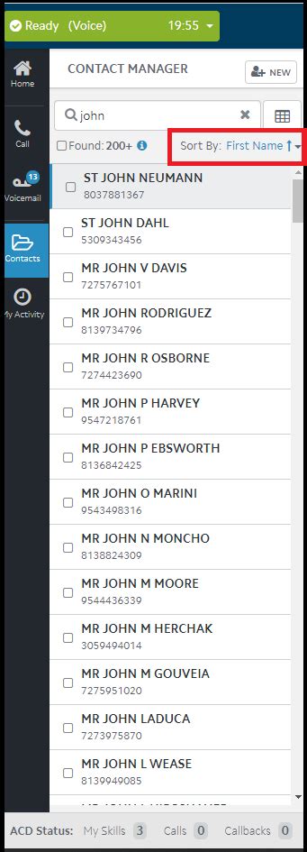 Agent Desktop Plus Sorting Contacts In Contact Manager