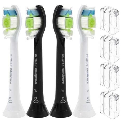 Комплект глави и предпазители за електрическа четка за зъби Philips 4 бр бяло черно Emag Bg