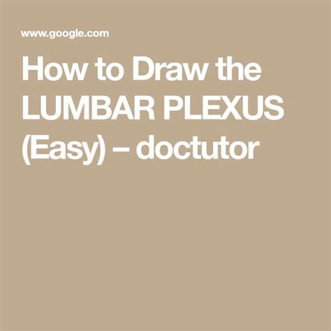 How To Draw The Lumbar Plexus Easy Plexus Products Lumbar Easy