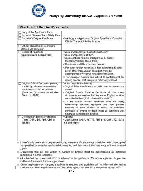 Hanyang University Application Form Pdf Identity Document Notary Public