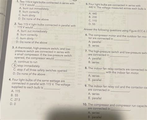 Solved 1 Two 115V Light Bulbs Connected In Series With 115 Chegg Com