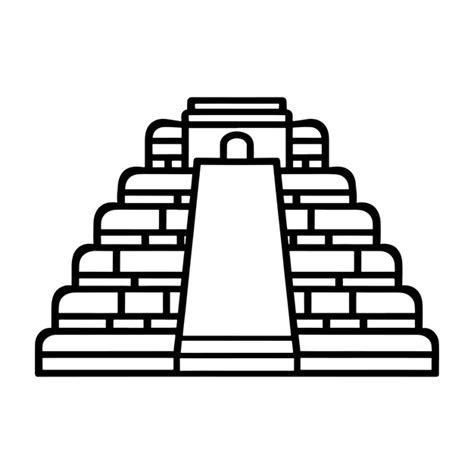 Premium Vector Simple Line Illustration Of Mayan Or Aztec Temple