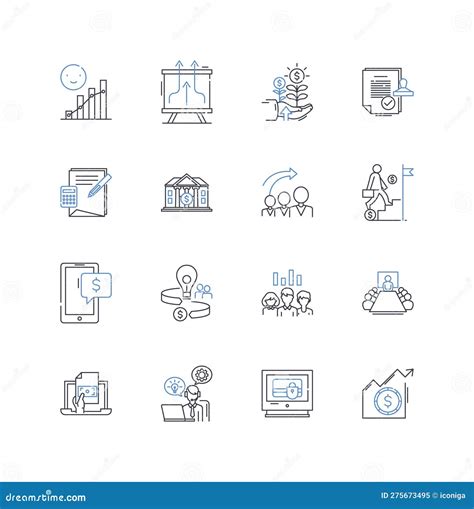 Fiscal Management Line Icons Collection Budgeting Forecasting Accounting Auditing Taxation