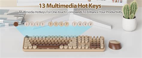 Fogruaden Wireless Keyboard And Mouse Combo Retro Typewriter Full Size Keyboard