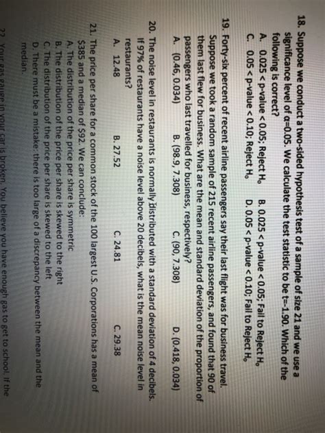 Solved 18 Suppose We Conduct A Two Sided Hypothesis Test Of