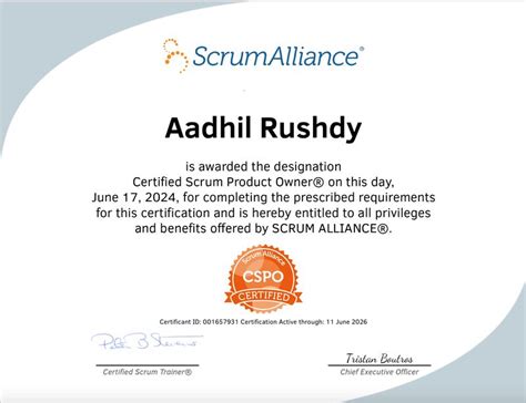 Aadhil Rushdy On Linkedin New Addition To The Certification Portfolio Certified Scrum Product