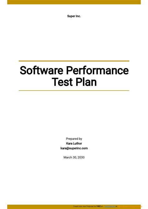 Performance Test Plan Template