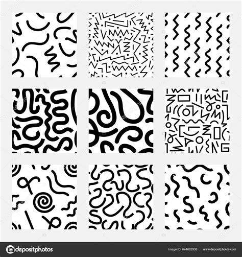 Squiggly Wiggly Lines Swatch Collections Abstract Pattern Seamless Repeat Vector Stock Vector By