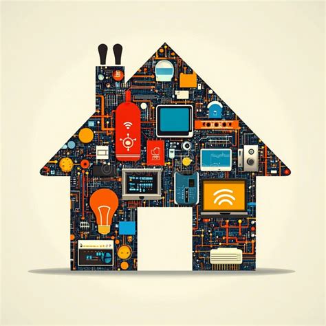 Smart Home Technology Circuit Board House Design Illustration Vector Wifi Modern Future System