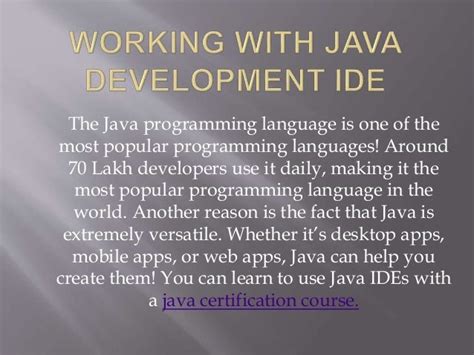 Working With Java Development Ide Pptx