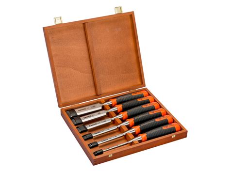 BAHCO 434 S6 EUR ERGO Splitproof Chisel Set 6 Pcs Wooden Box Red Box Tools