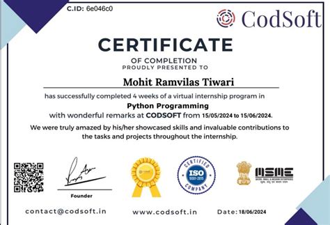 Mohit Tiwari On Linkedin Python Programming Internship Codsoft