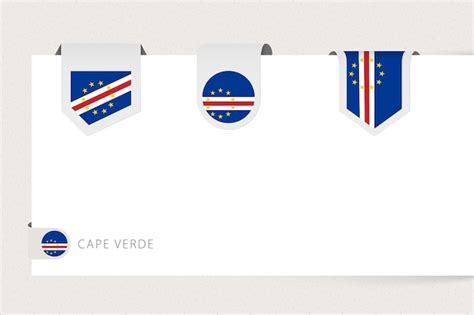 Label Flag Sammlung Von Kap Verde In Unterschiedlicher Form Ribbon Flag