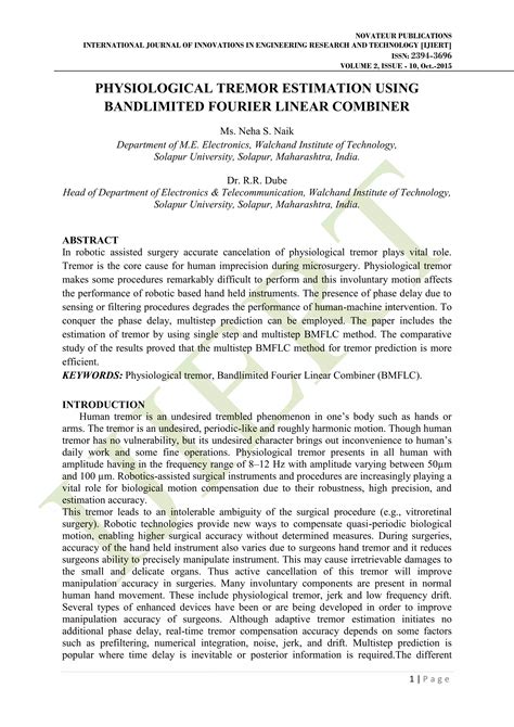 Physiological Tremor Estimation Using Bandlimited Fourier Linear