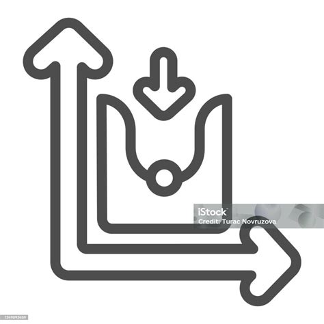 성장 및 감소 곡선 화살표 다운 라인 아이콘 다이어그램 개념 흰색 배경에 차트 벡터 사인 모바일 개념 및 웹 디자인에 대한 개요 스타일 아이콘이있는 그래프 벡터 그래픽 10