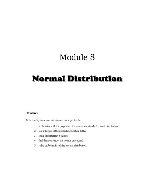 Module8 Normal Distribution Business Pdf