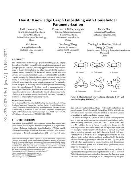 House Knowledge Graph Embedding With Householder Parameterization Deepai
